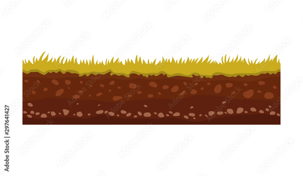 Seamless ground, soil and land vector image for UI games. Surface of ...