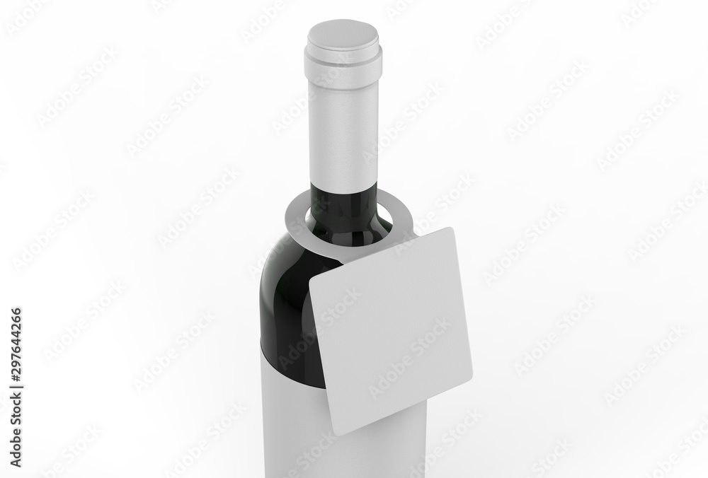 Bottle blank label and hang tag for branding and mock up. 3d render ...