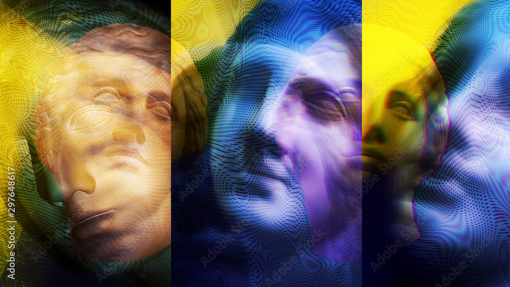 Photo & Art Print Contemporary art concept collage with antique statue ...