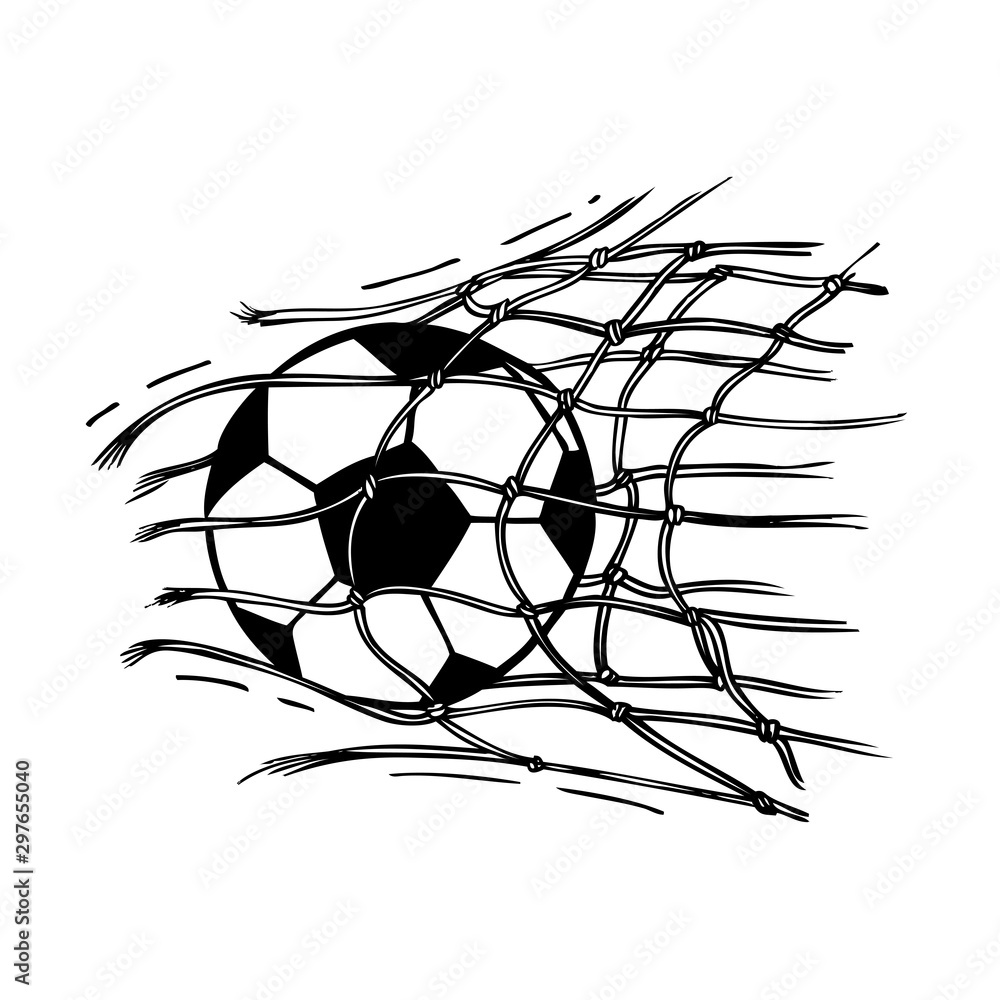 Soccer Ball Going Into The Net Drawing
