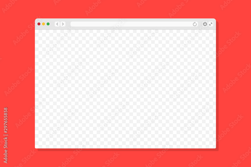 Web browser window. Computer or internet frame template design of flat page mockup. Blank screen ...
