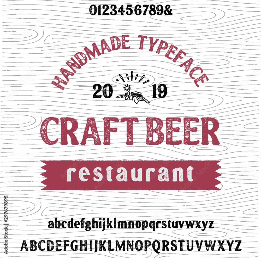 " beer " typeface. Vector hand crafted font in medieval style with logo ...