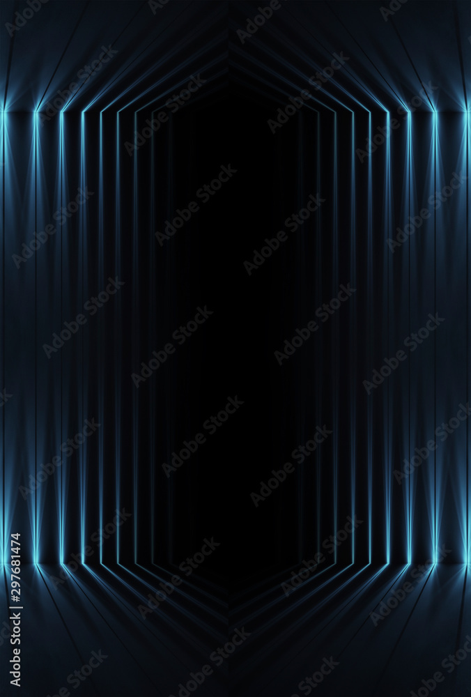 Empty background scene. Dark street reflection on the wet pavement ...