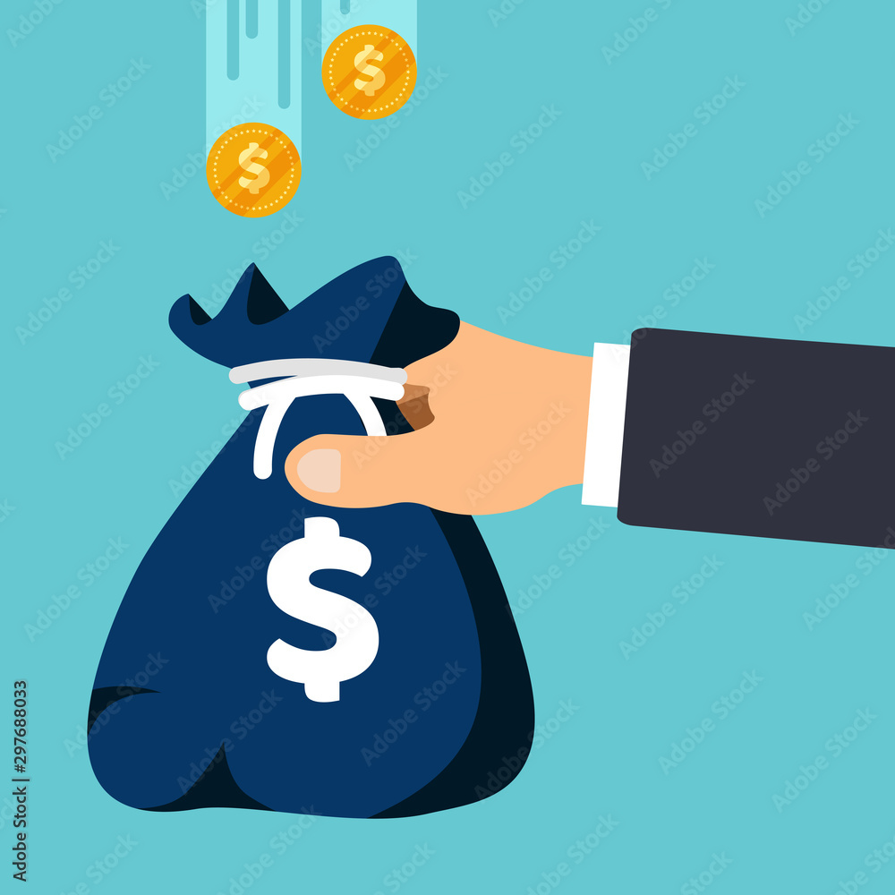 Money bag flat icon. Moneybag simple cartoon infographics isolated on ...