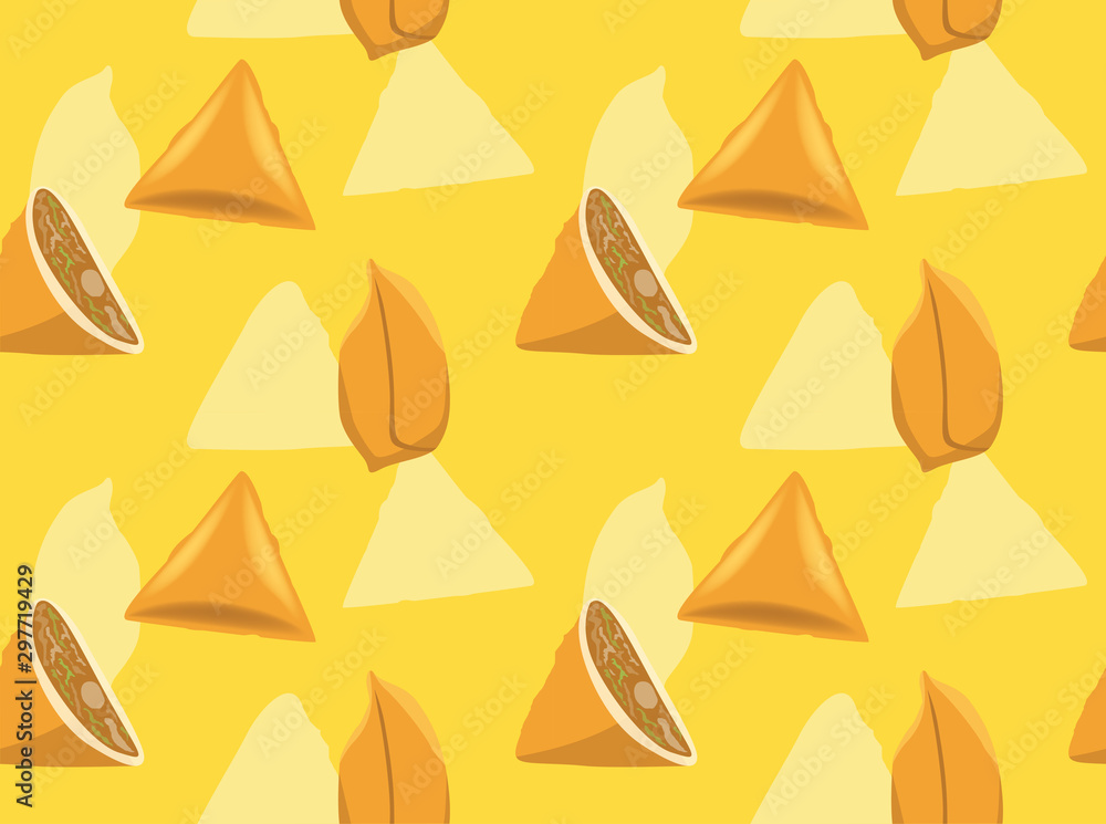 Middle Eastern Samosa Vector Illustration Seamless Background Wallpaper ...