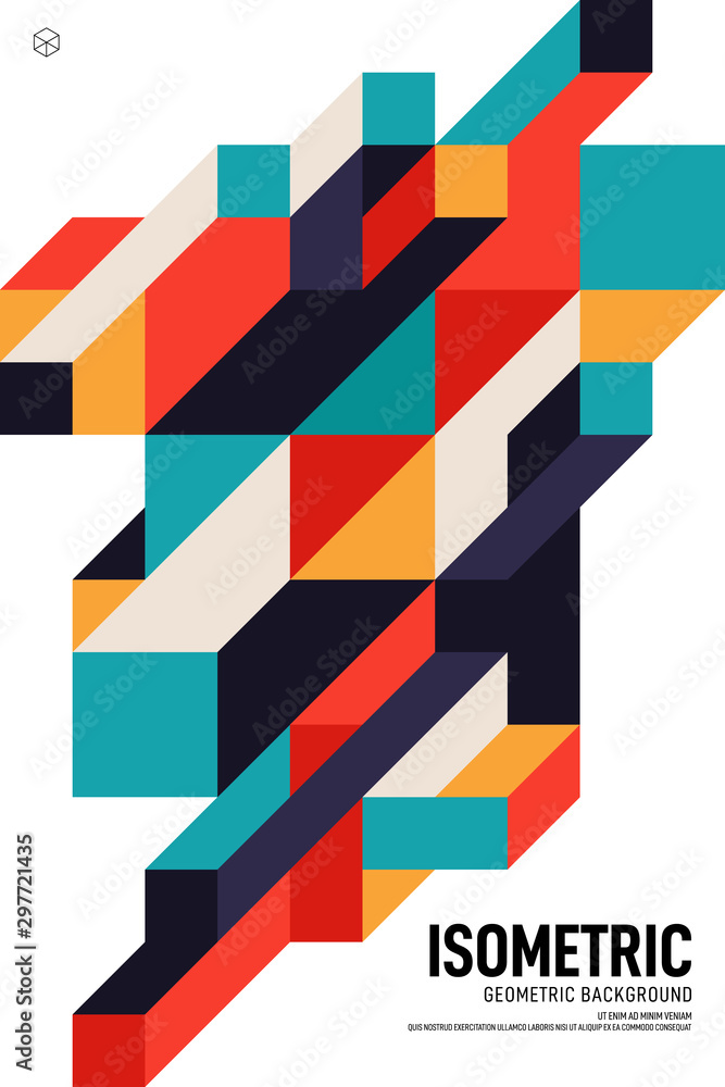 Abstract isometric geometric shape layout design template poster ...
