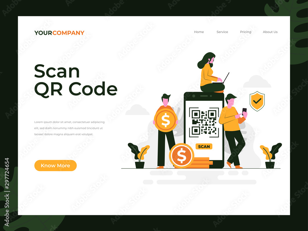Scan QR Code flat vector illustration concept, can be used for landing ...