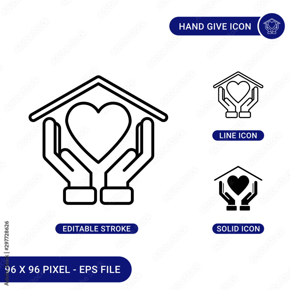 Hand give icons set vector illustration with solid icon line style. CSR ...
