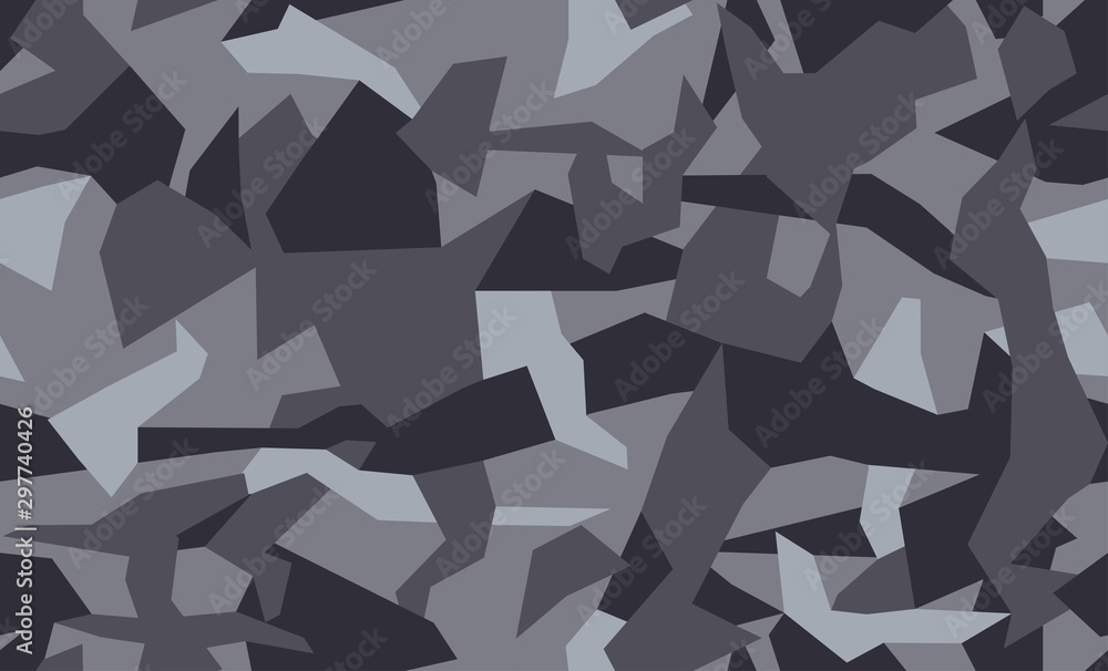 Geometric camouflage seamless pattern. Abstract modern camo, black and ...