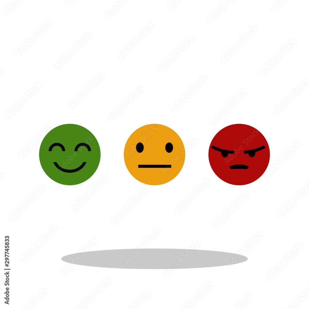 3 different emotions icon in flat style. Emotions symbol for your web ...