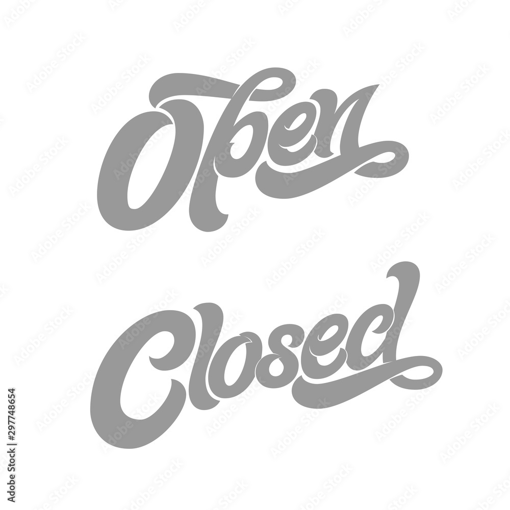 OPEN CLOSED typography for design of sign on the door of shop, cafe ...