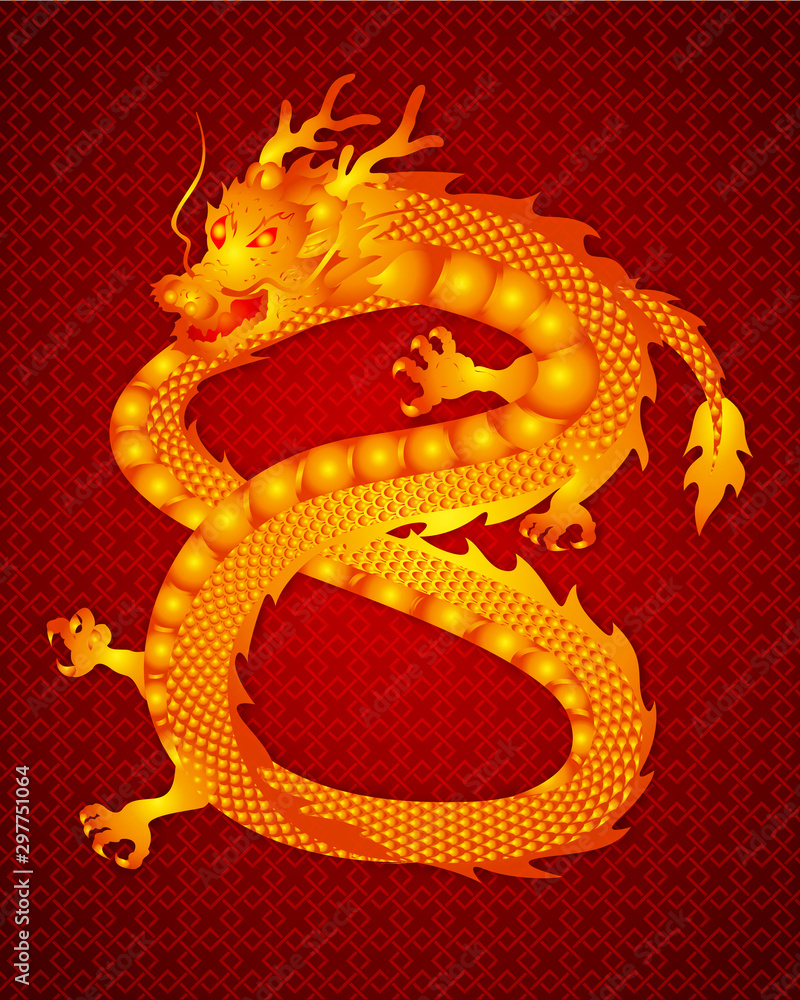 Chinese traditional template with chinese dragon number eight on red ...