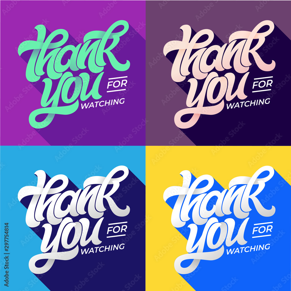 THANK YOU FOR WATCHING typography. Set of editable banners for social ...