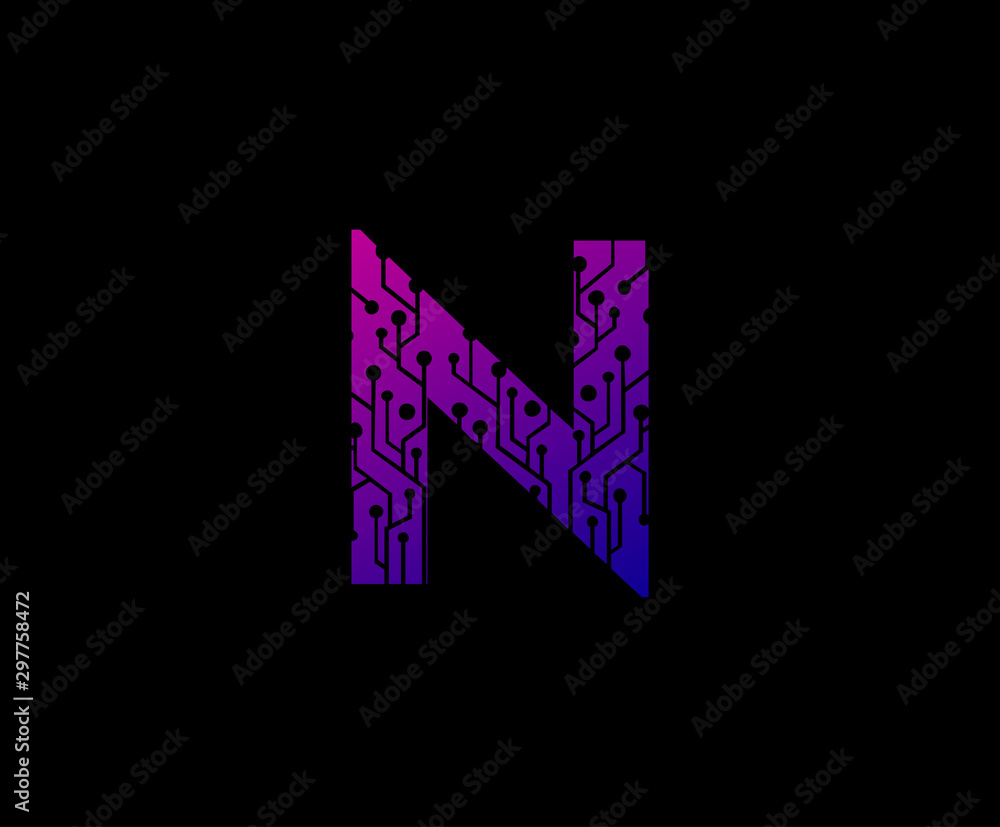 Letter N Network Digital Logo Icon , Technology and digital abstract ...
