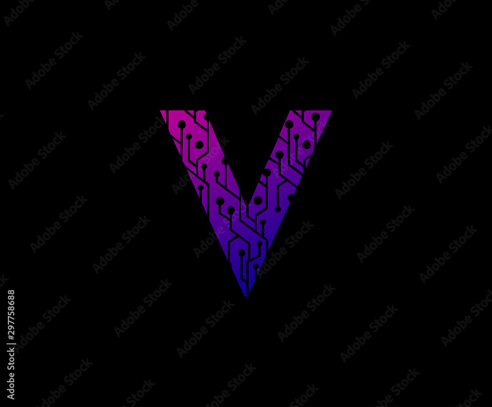 Letter V Network Digital Logo Icon , Technology and digital abstract ...