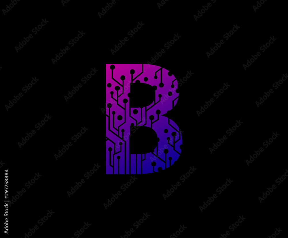 Letter B Network Digital Logo Icon , Technology and digital abstract ...