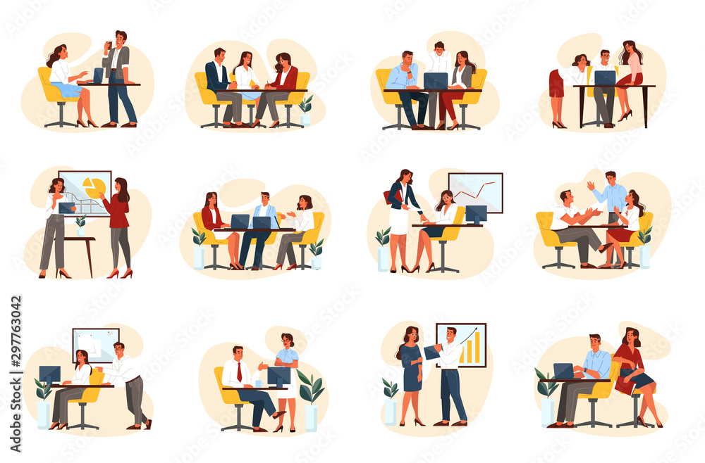 Business people group set on their workplace. Stock Vector | Adobe Stock