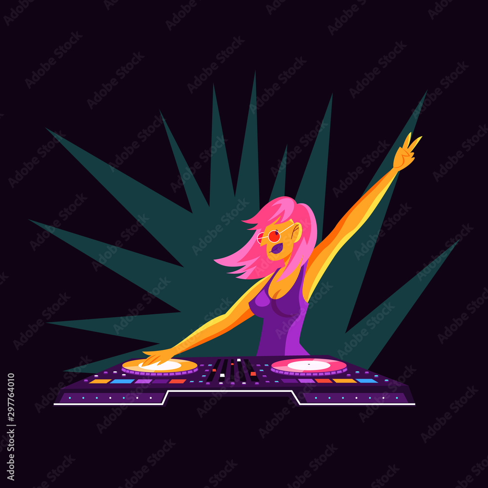 DJ person standing at the audio console Stock Vector | Adobe Stock