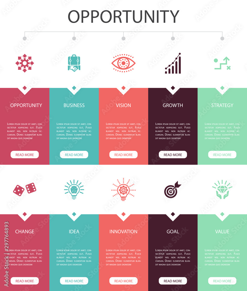 opportunity Infographic 10 option UI design. chance, business, idea ...