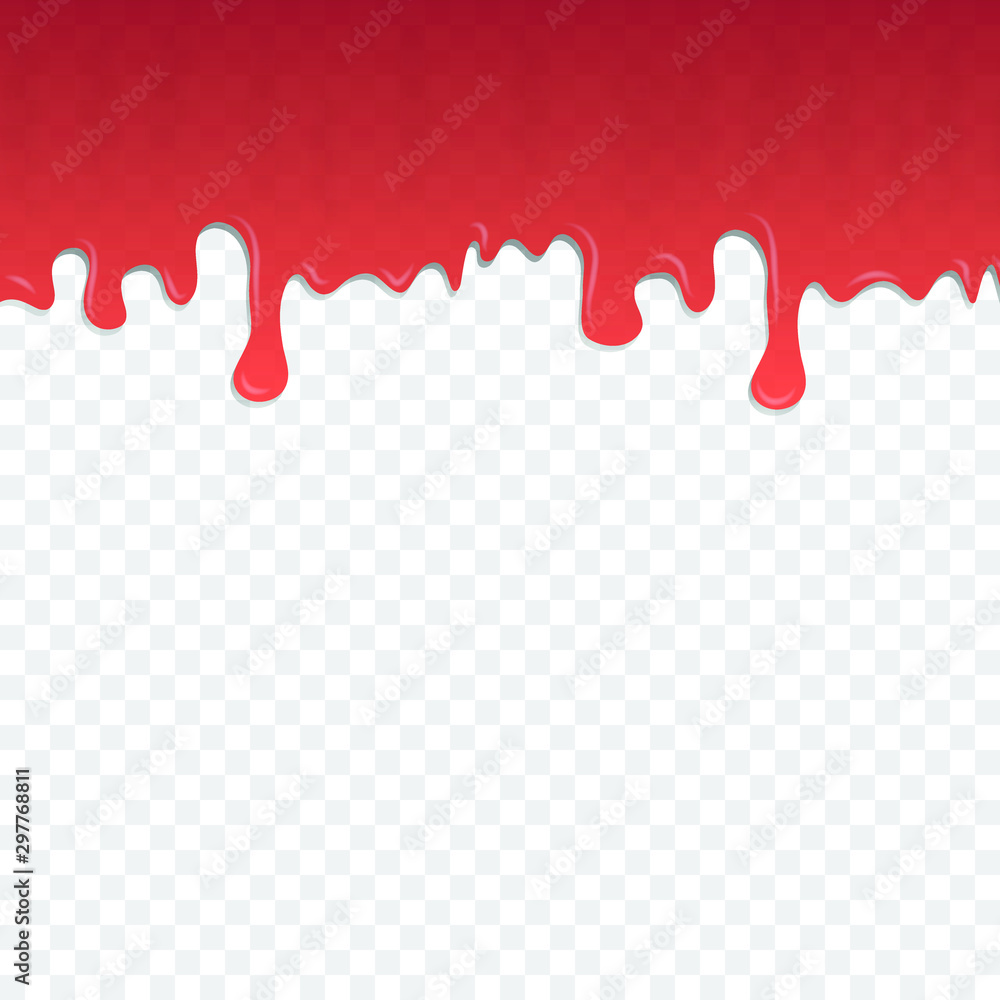 Transparent red jam border. Strawberry or raspberry syrup dripping ...