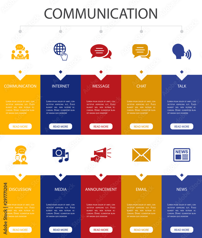communication Infographic 10 option UI design.internet, message ...