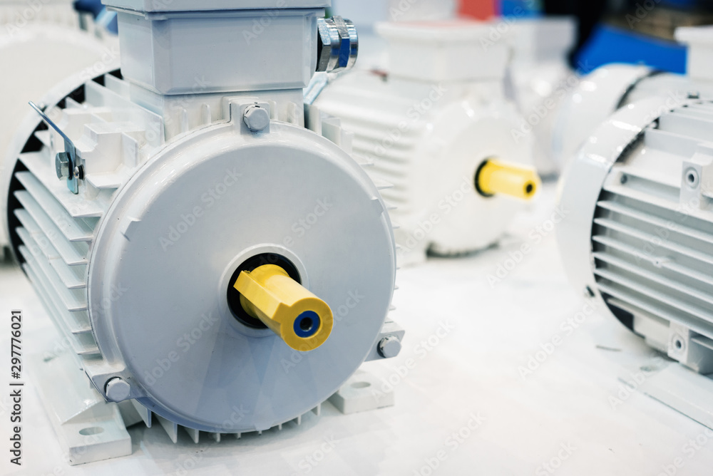 New electric motors. Electric motors are painted white. Stock Photo ...