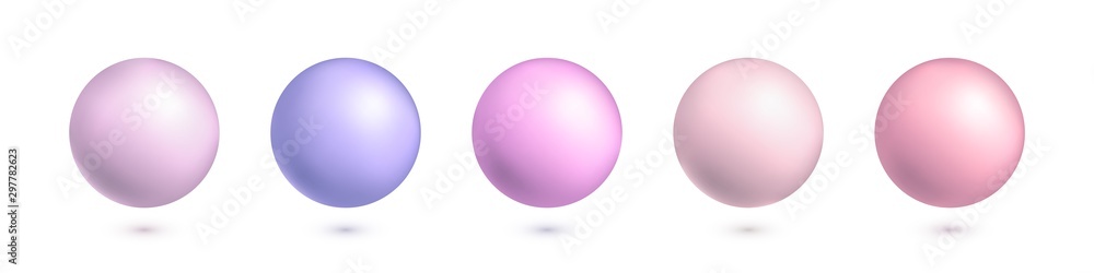 Vector set of 3d balls in pastel colors isolated on white background ...
