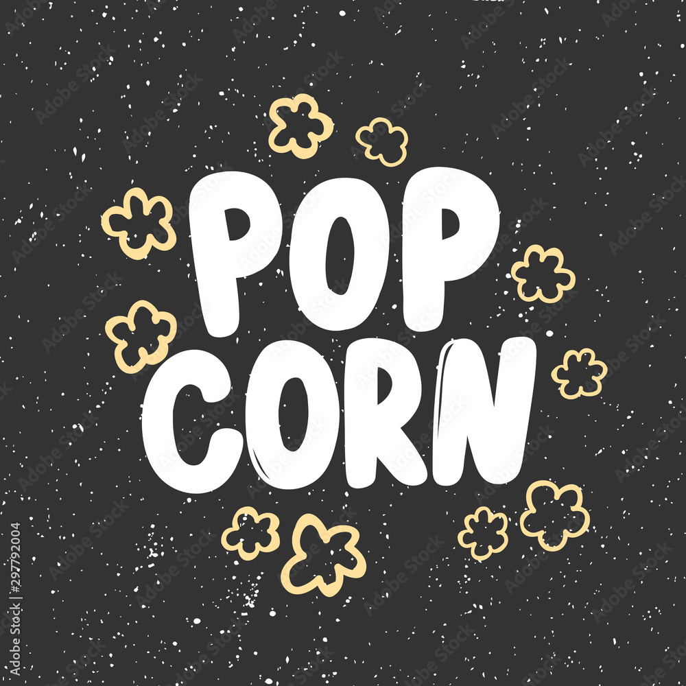 Pop corn. Sticker for social media content. Vector hand drawn ...