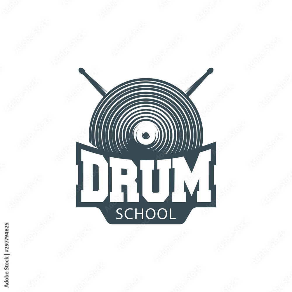 Vector logo of drum school. Logotype, symbol, icon, graphic, vector ...