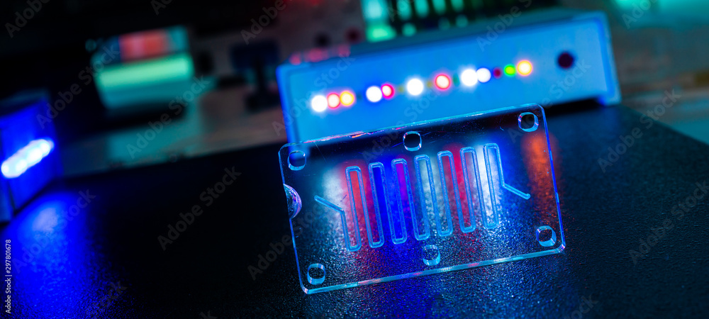 microfluidic device Instrument that uses micro amounts of fluid on a ...