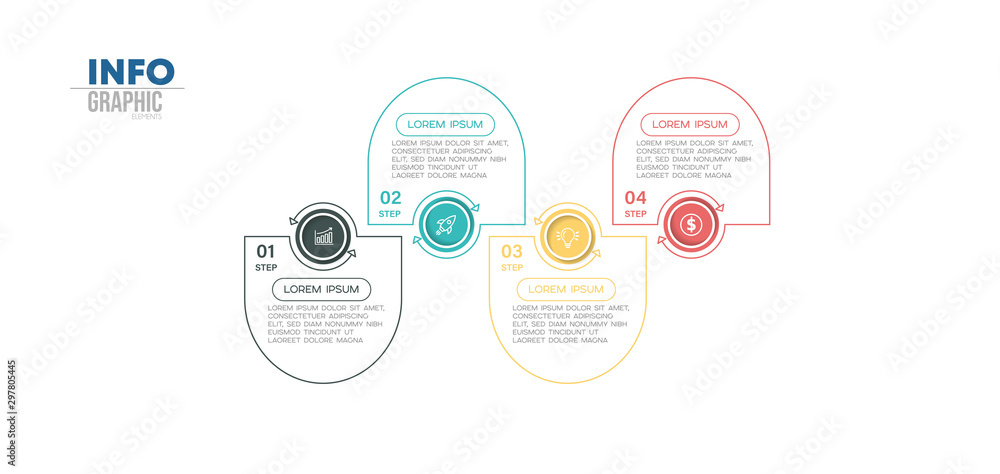 Infographic element with icons and 4 options or steps. Can be used for ...