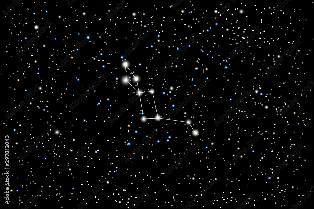 Vector illustration of the constellation Lacerta (Lizard) on a starry ...