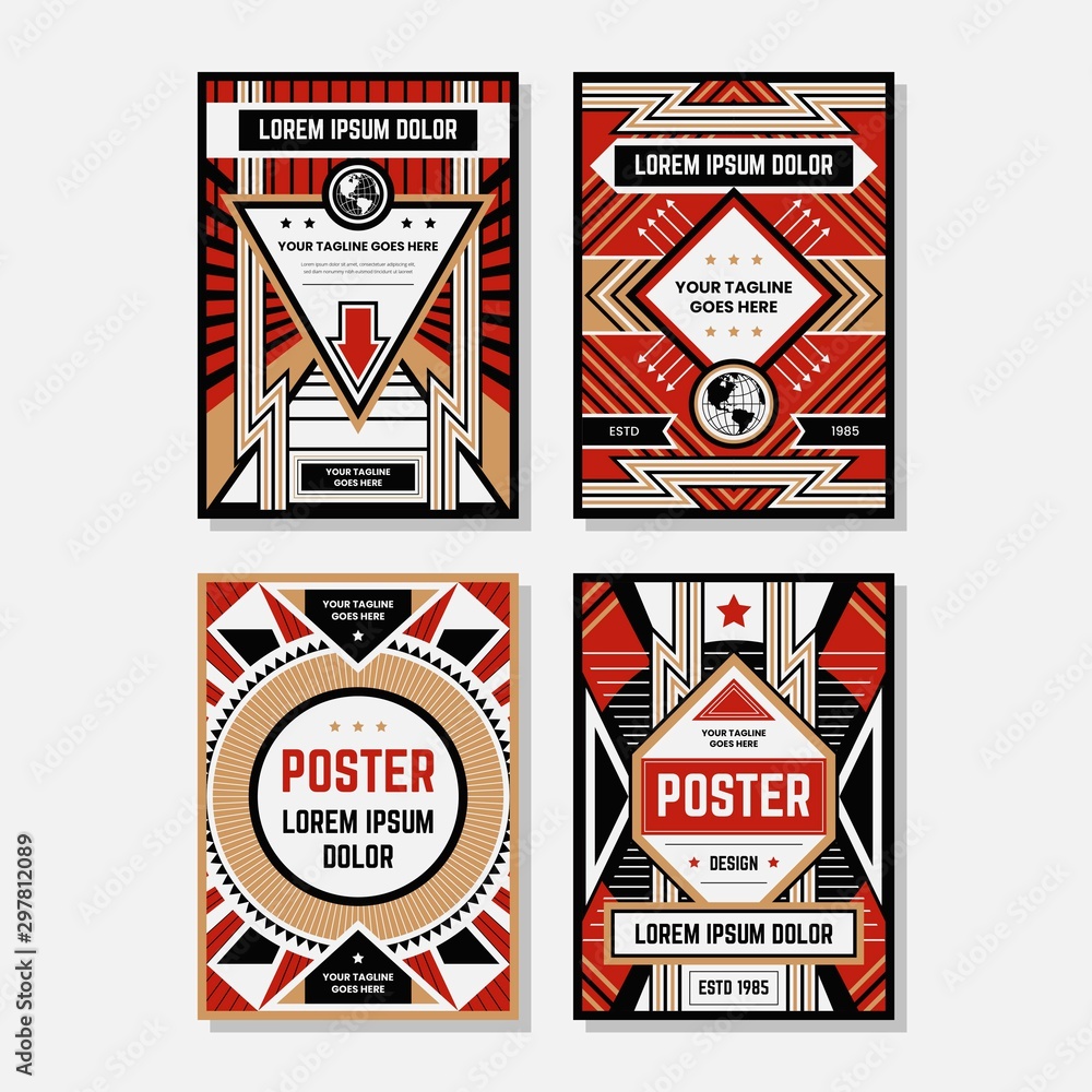 COLORED PROPAGANDA POSTER DESIGN TEMPLATE COLLECTIONS Stock Vector ...