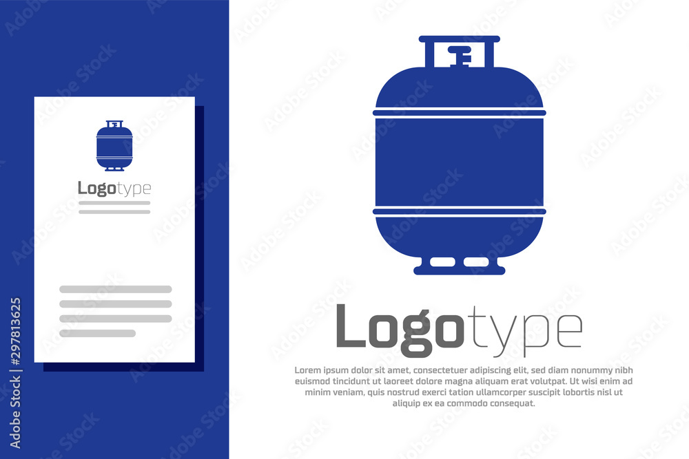 Blue Propane gas tank icon isolated on white background. Flammable gas ...