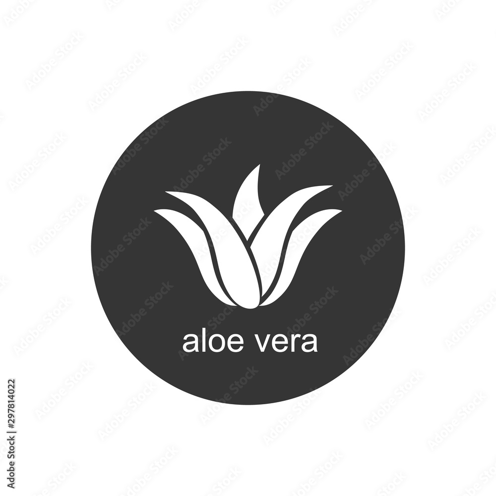 Aloe Vera logo icon for natural organic product package label. Isolated ...