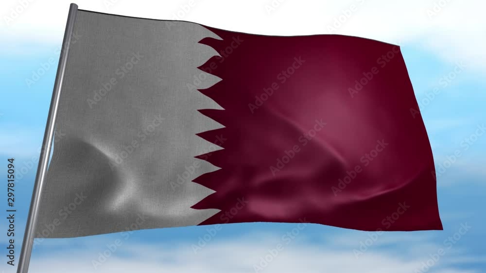 Seamless looping animated flag of Qatar blowing in the wind in 4K ...