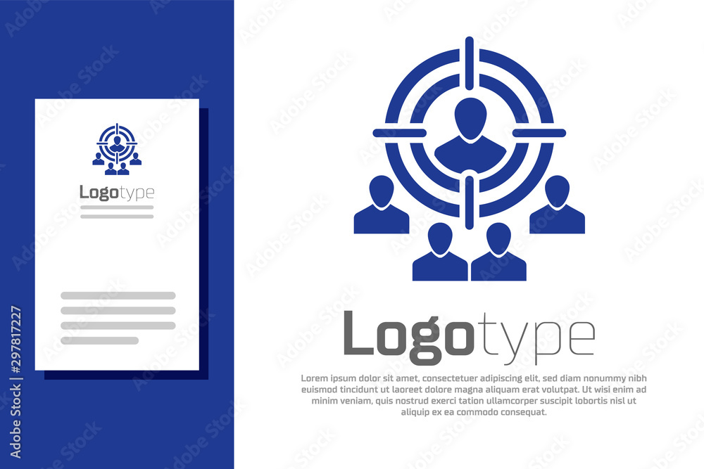 Blue Marketing target strategy concept icon isolated on white ...