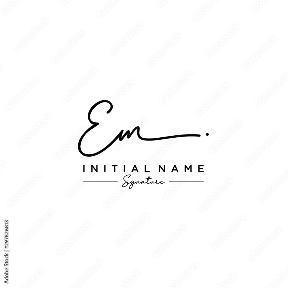 Letter EM Signature Logo Template Vector Stock Vector | Adobe Stock