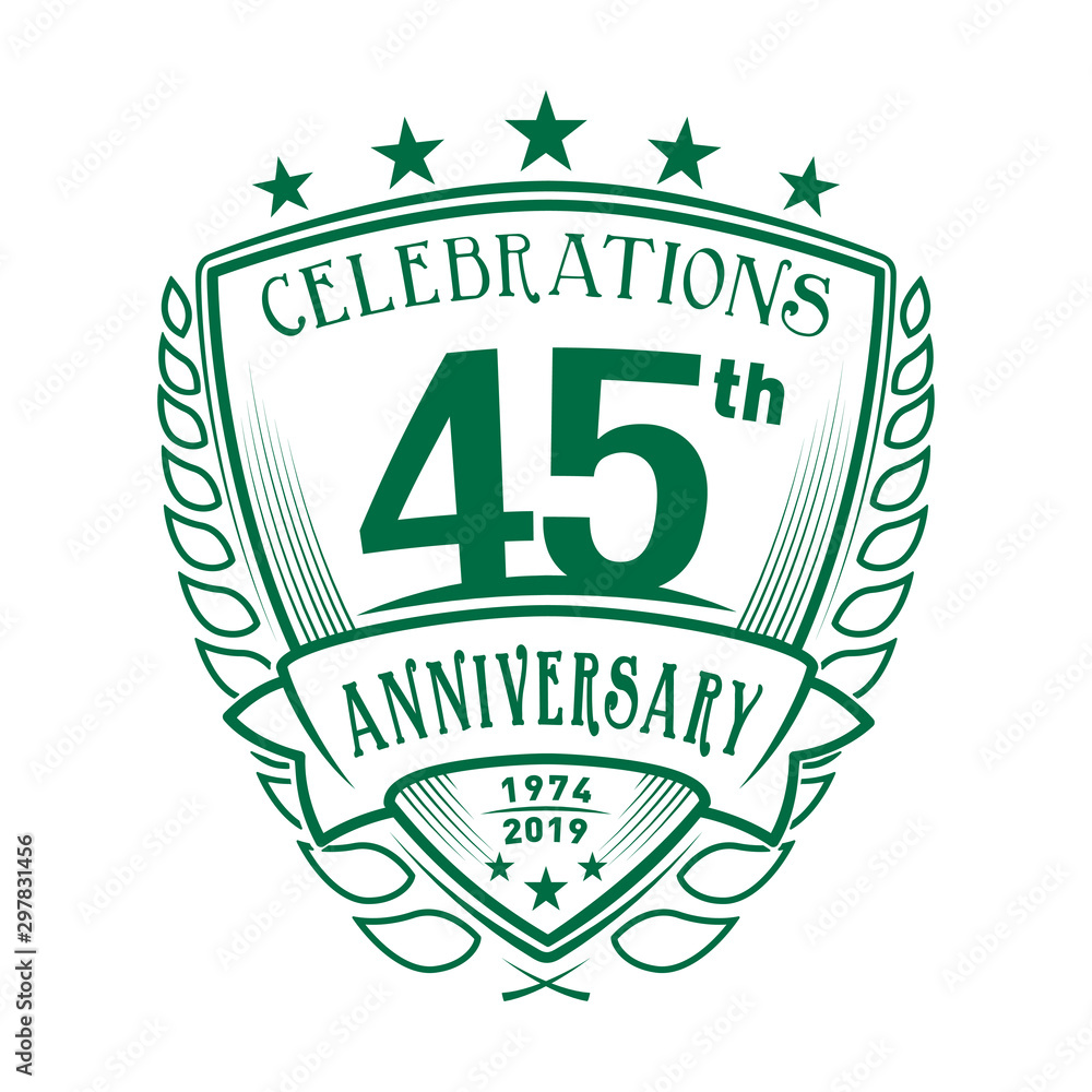Vetor de 45th shield anniversary logo. 45th years logo. Vector and ...