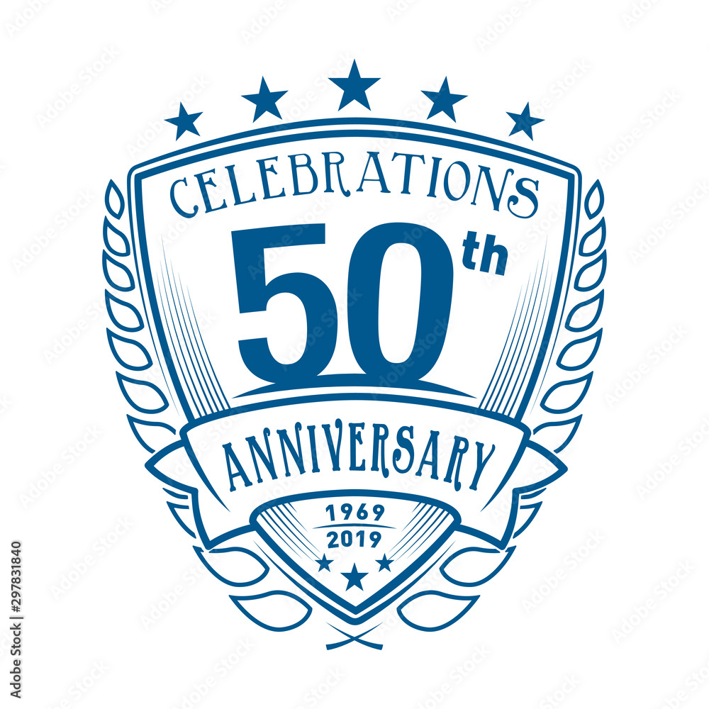 50th shield anniversary logo. 50th years logo. Vector and illustration ...