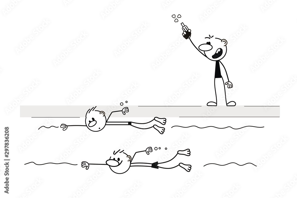 Stick Figure Swimmer