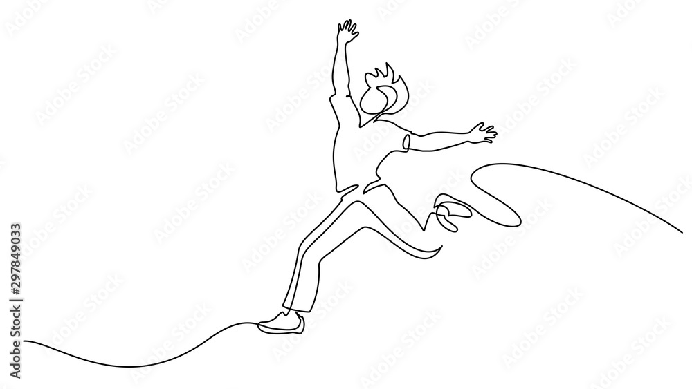 Happy running man. Continuous one line drawing Stock Vector | Adobe Stock