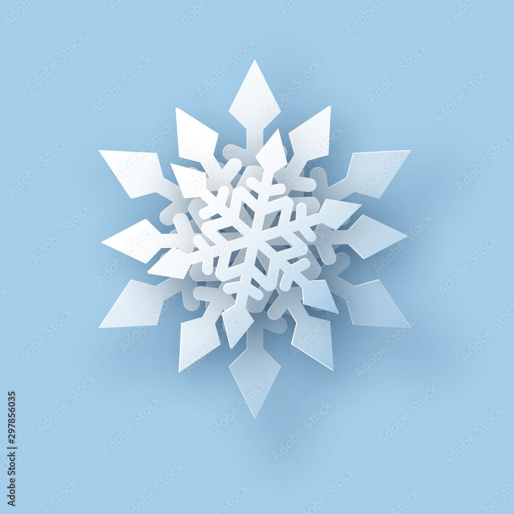 snowflake set. Vector illustration of a realistic paper snowflake, a template for decorating a ...
