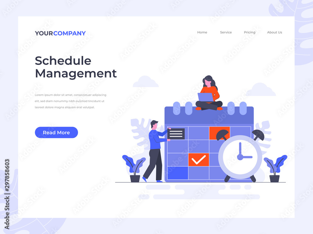 Time schedule management flat vector illustration concept, can be used ...