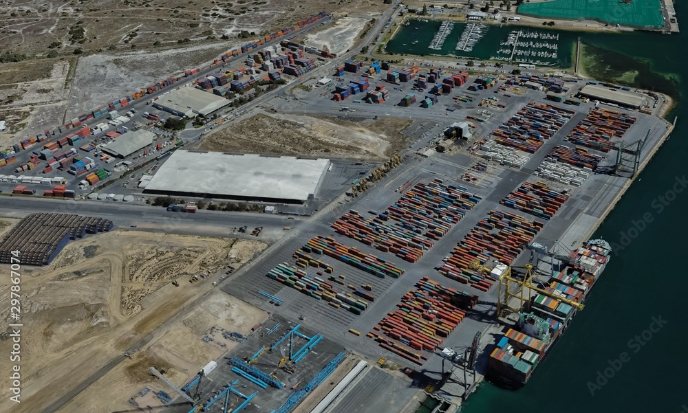 cargo port of Adelaide, Australia on the Gulf of St. Vincent Stock ...