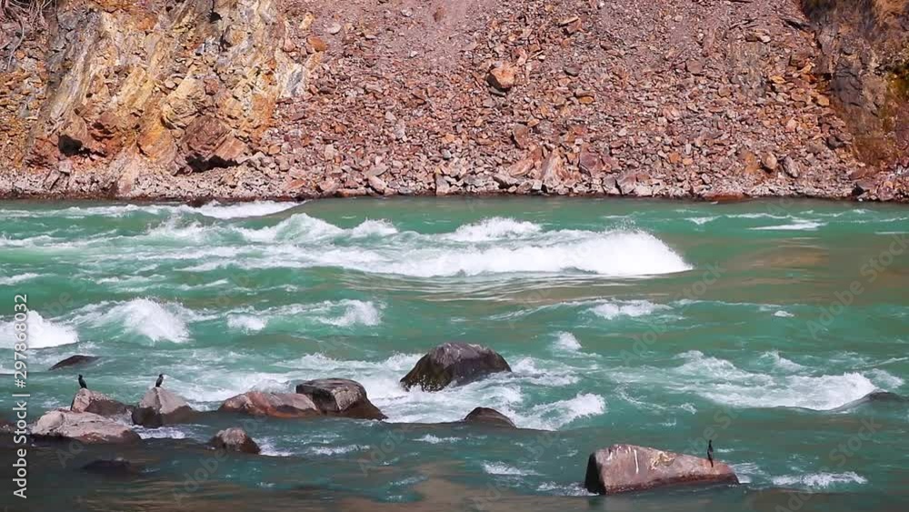 very pure and clean water flow in sacred river Ganges Rishikesh India ...
