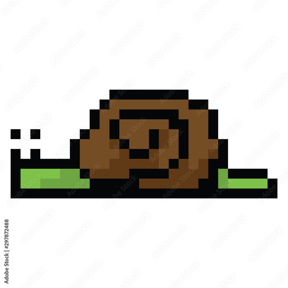 Cute 8 bit snail vector illustration. Garden mollusk pixel art. Retro ...