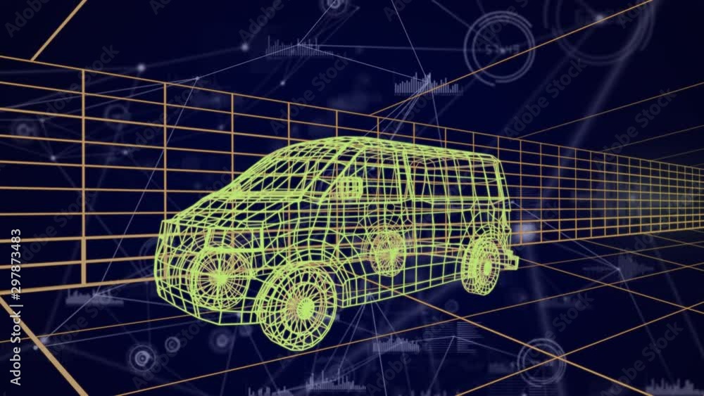3d technical drawing of car Stock Video | Adobe Stock