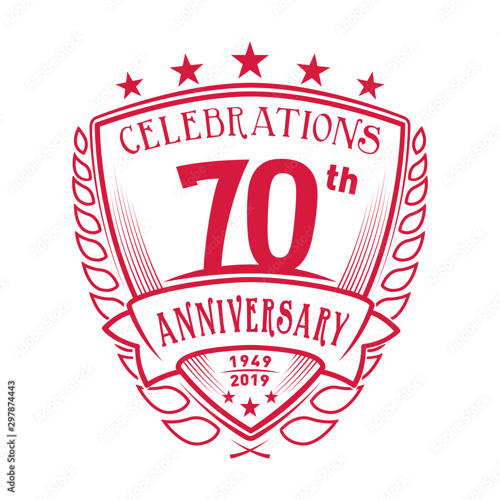 70th shield anniversary logo. 70th years logo. Vector and illustration ...