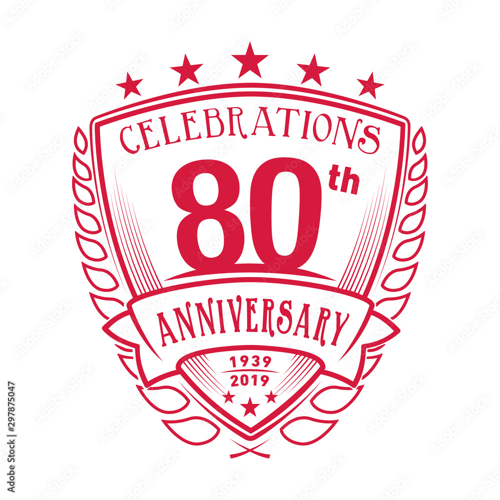 80th shield anniversary logo. 80th years logo. Vector and illustration ...